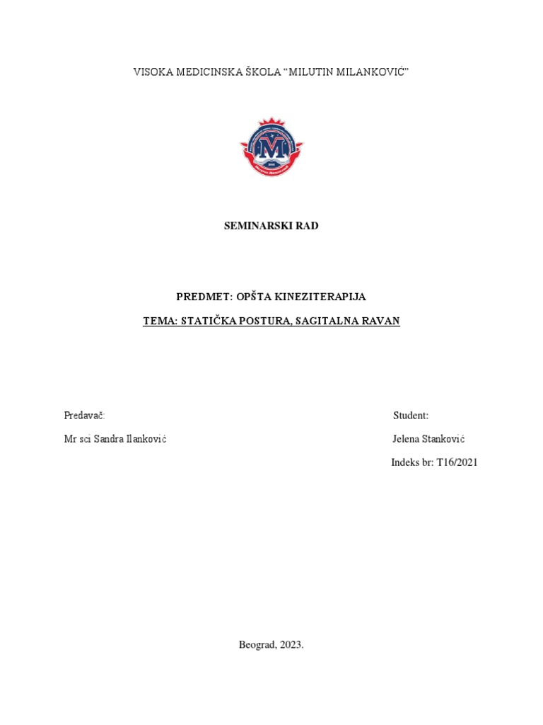 Statička Postura Sagitalna Ravan | PDF