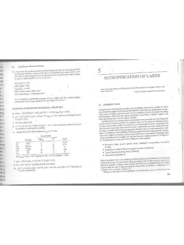 5 - Eutrophication of Lakes | PDF | Chemistry | Physical Sciences