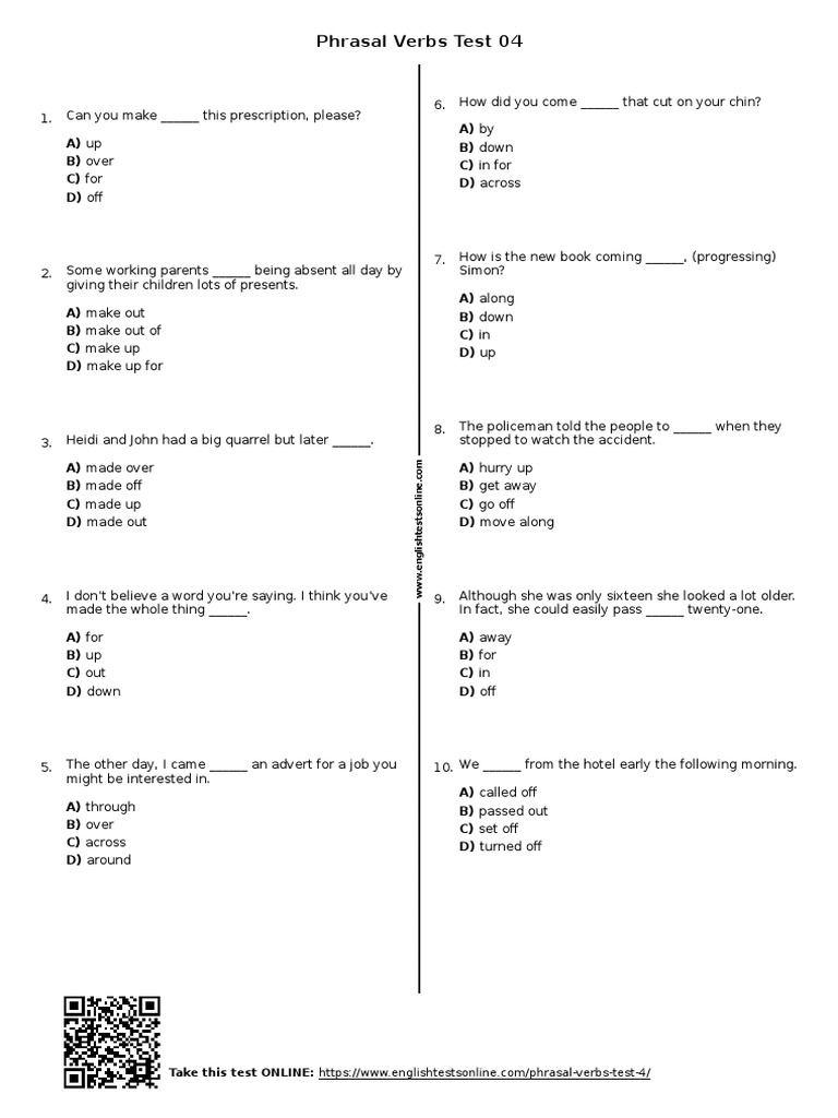 1687 - Phrasal Verbs Test 04 PDF | PDF