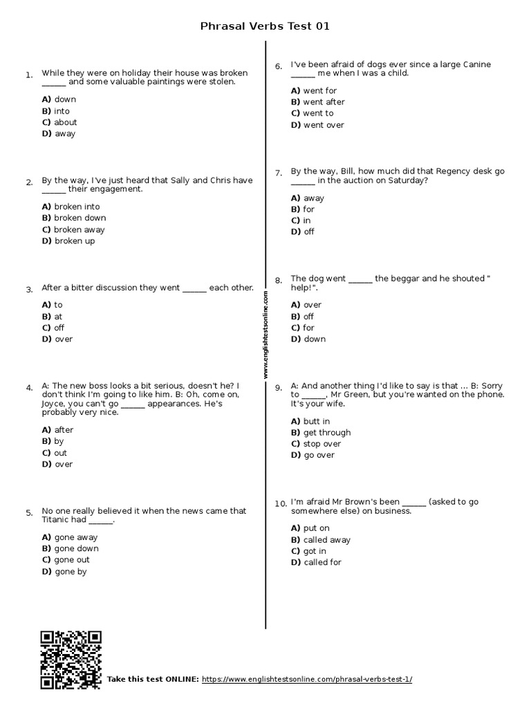 1684 - Phrasal Verbs Test 01 PDF | PDF