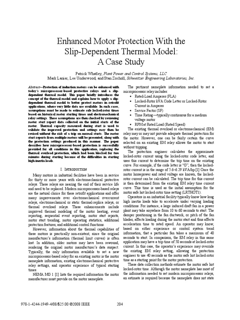 Enhanced Motor Protection With The Slip-Dependent Thermal Model - A ...