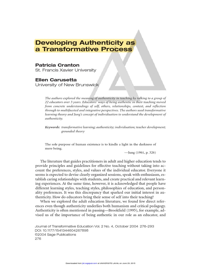 Cranton 2004 | PDF | Teachers | Critical Thinking