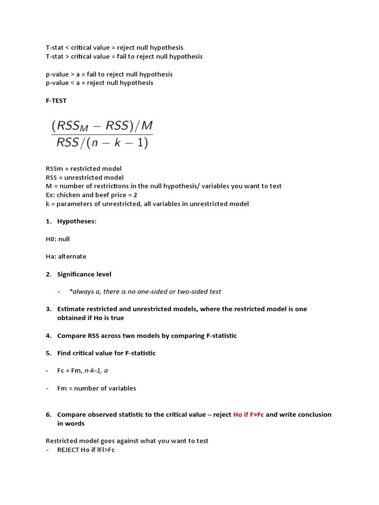 Econometrics Formula Pdf