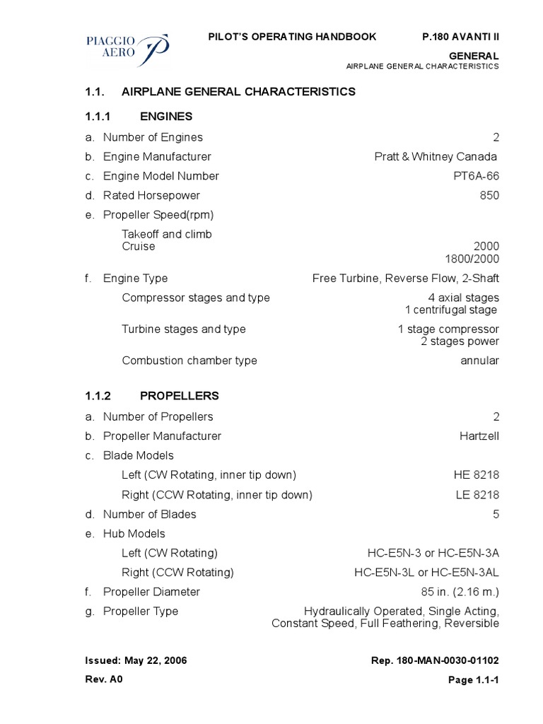 P180 Avanti-General Description | PDF | Jet Engine | Engines