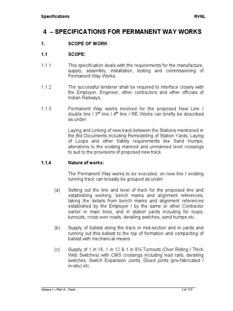 04 - Part A - Track | PDF | Specification (Technical Standard) | Employment