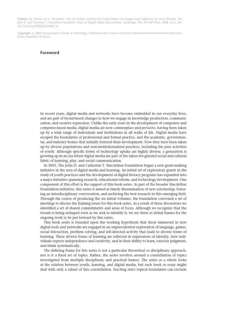 Foreword | PDF | Mass Media | Civic Engagement