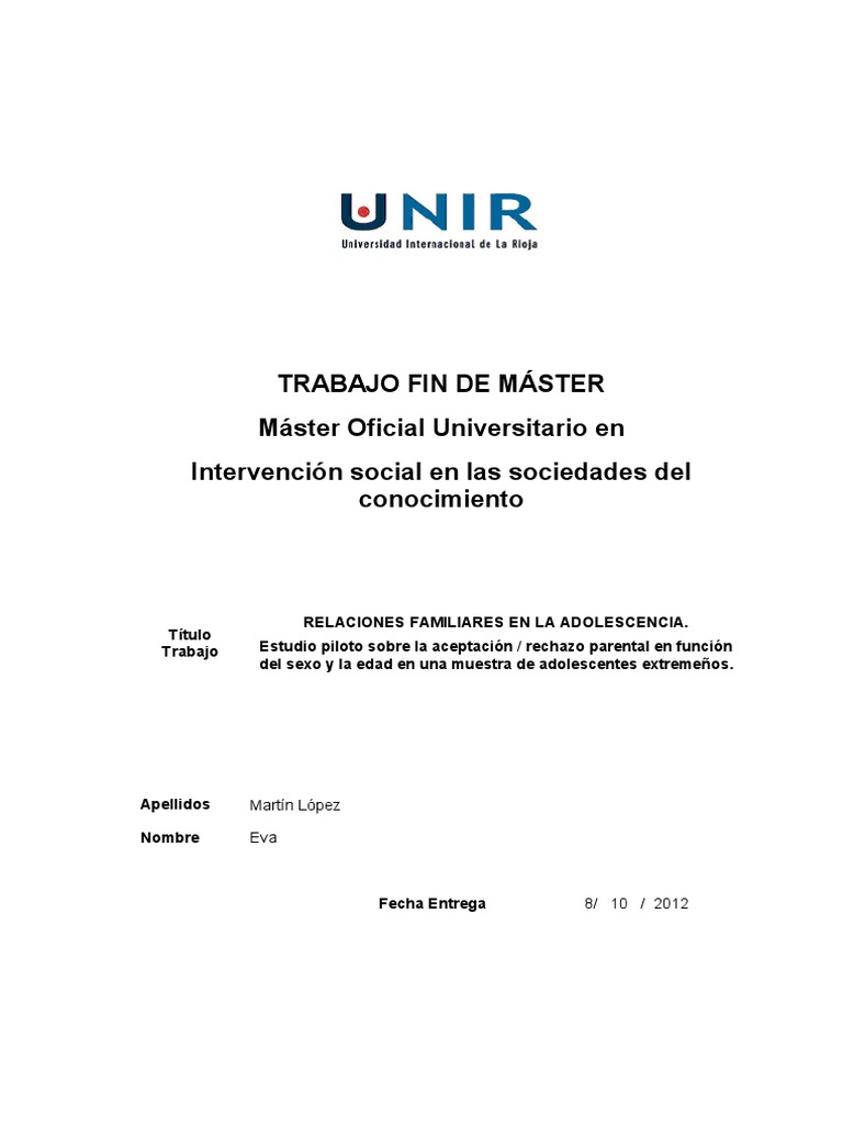 TFM Definitivo | PDF | Adultos | Adolescencia