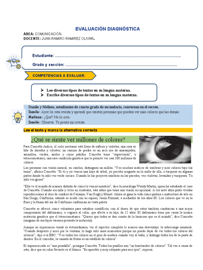 Eval Diag. 4° | PDF | Color | Visión