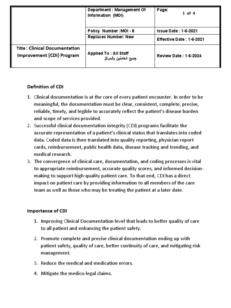 Clinical Documentation Improvement Program | PDF | Medical Diagnosis ...