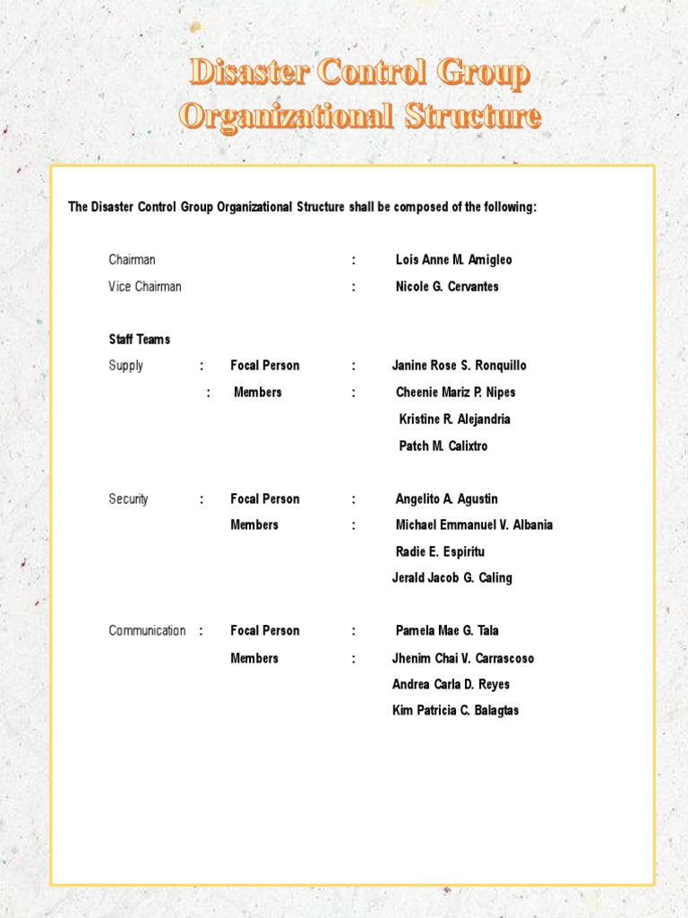 Disaster Control Group Roles and Structure | PDF | Emergency Evacuation ...