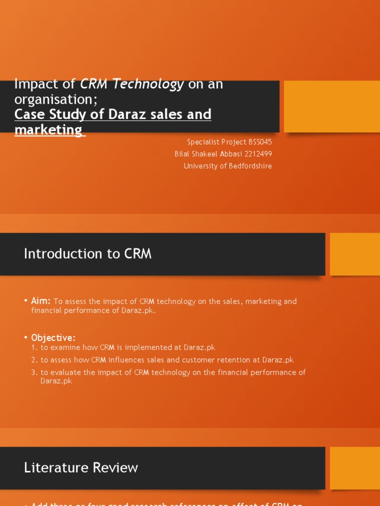 Impact of CRM Technology On An Organisation : Case Study of Daraz Sales ...