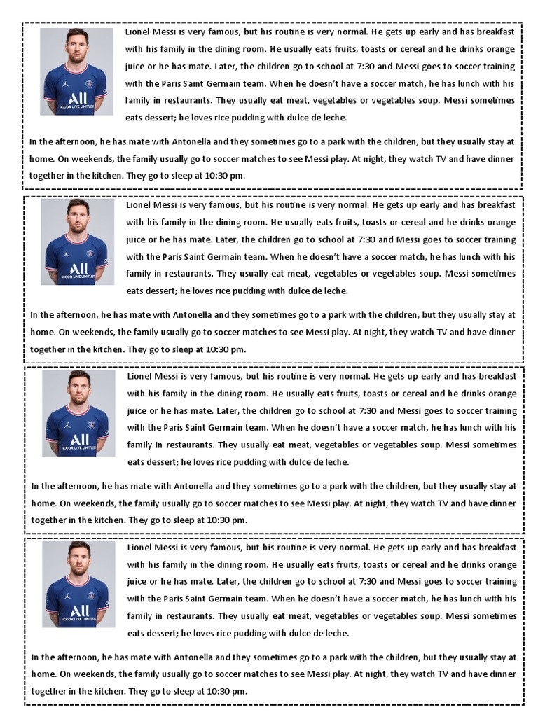 Messi's Routine Reading | PDF | Lunch | Restaurants
