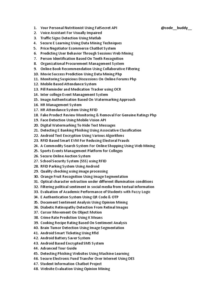 Final Year Project Ideas | PDF | World Wide Web | Internet & Web