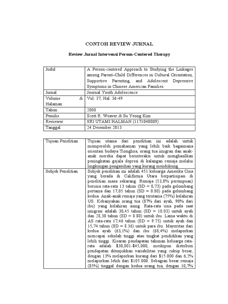 Contoh Review Jurnal | PDF