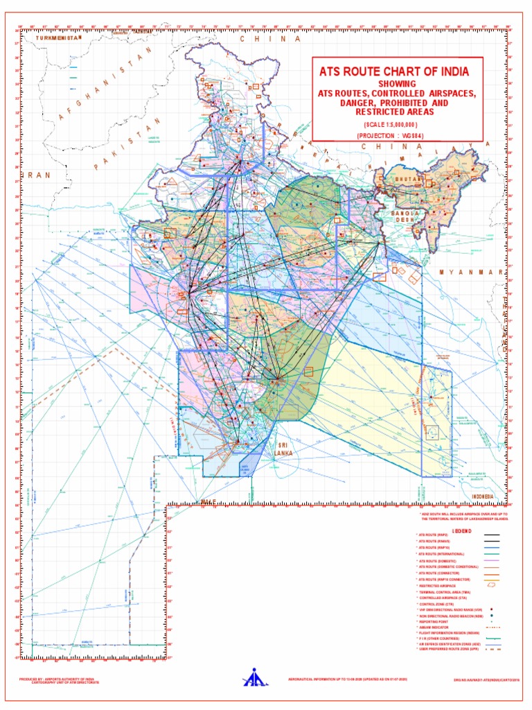 Ats Route Chart of India: Showing Ats Routes, Controlled Airspaces ...
