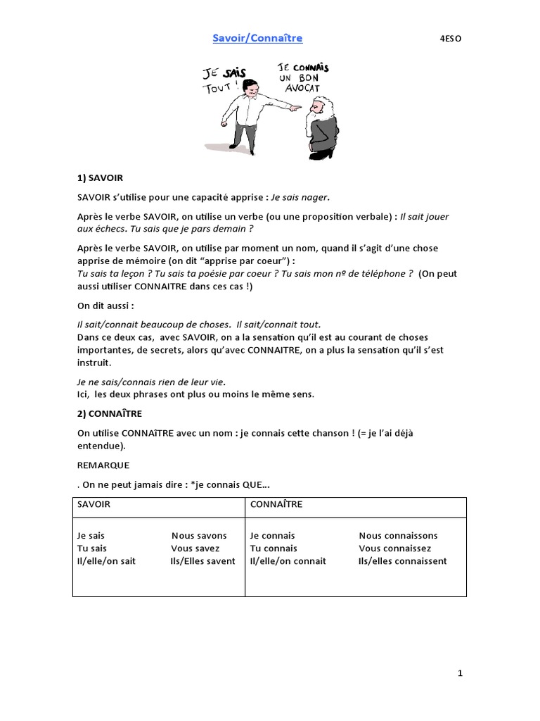 Différence entre Savoir et Connaître | PDF | Verbe | Linguistique