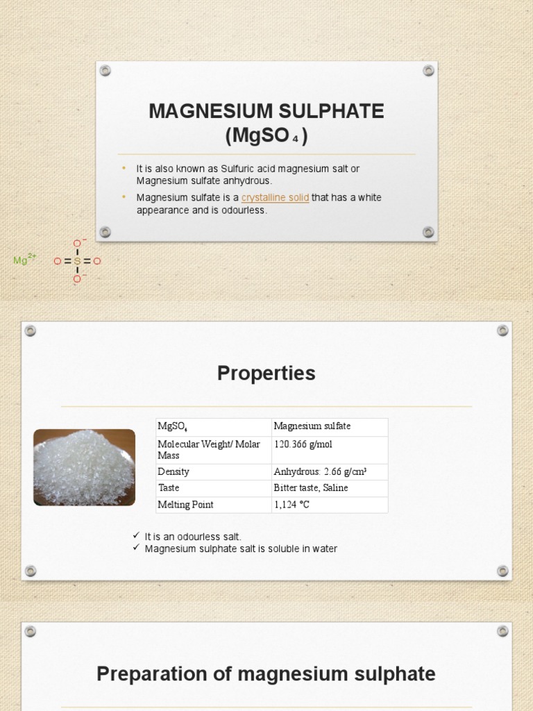 Magnisium Sulphate | PDF | Magnesium | Chemistry
