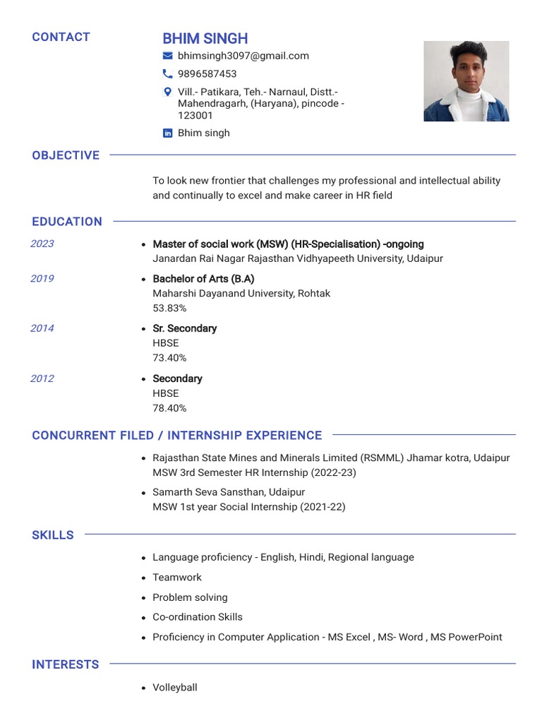 Bhim Singh CV 1 | PDF