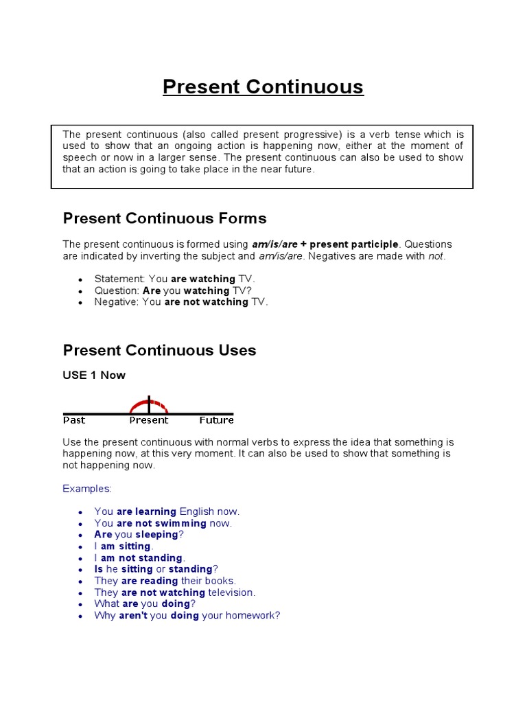 Present Continuous | PDF | Verb | Grammatical Tense