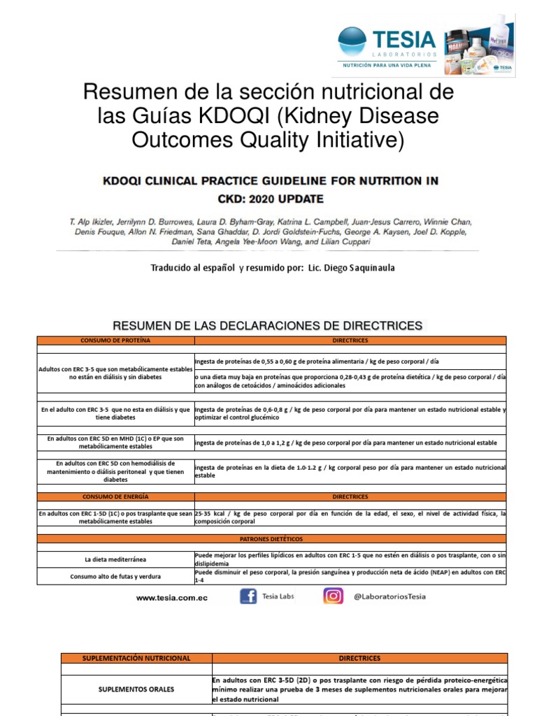 Resumen Nutricional Guías KDOQI 2025 | PDF | Vitamina D | Vitamina
