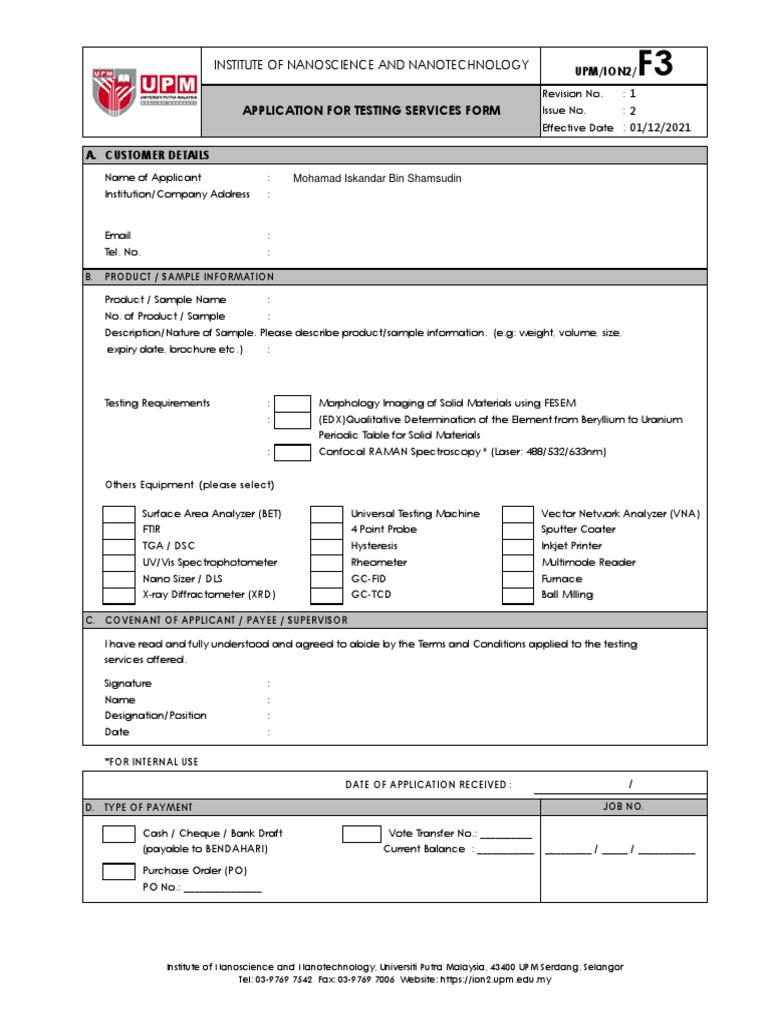 UPM Analysis GC-FID Form | PDF | Materials Science | Physical Sciences