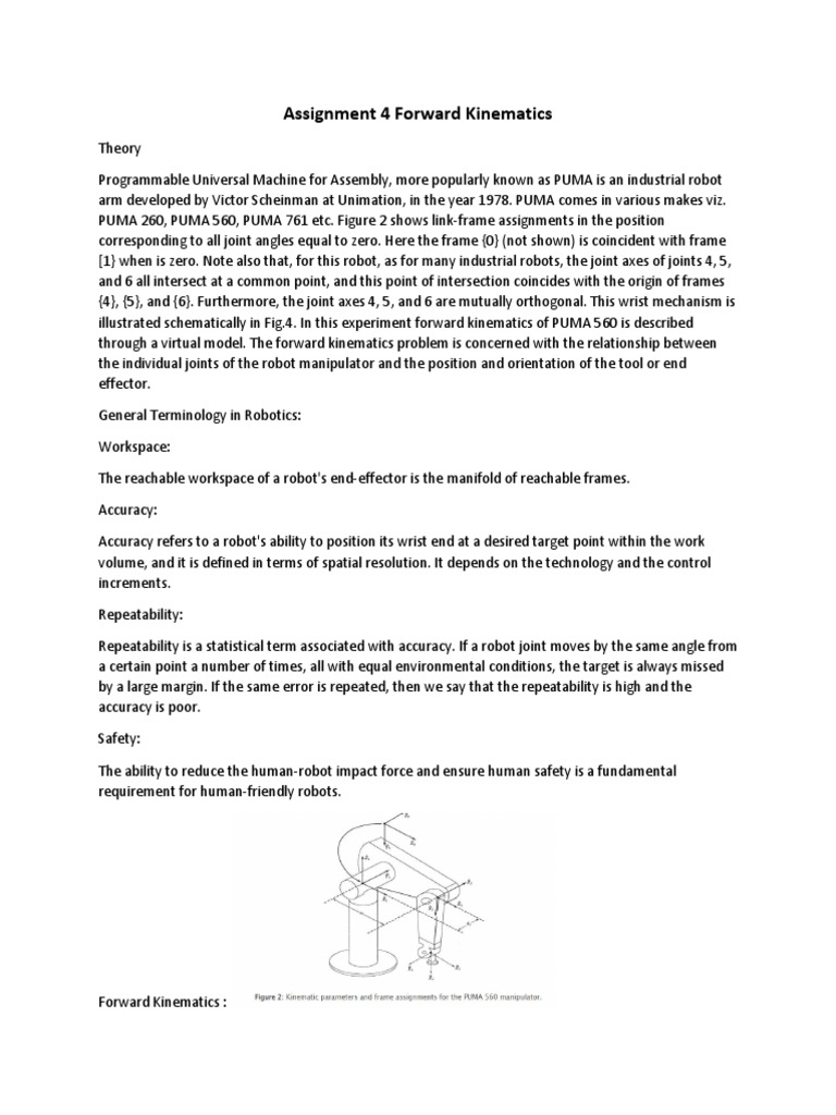 Assignment 4 Forward Kinematics | PDF | Kinematics | Geometry