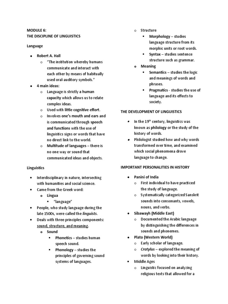 Module 6 Diss Review | PDF | Linguistics | Phonology