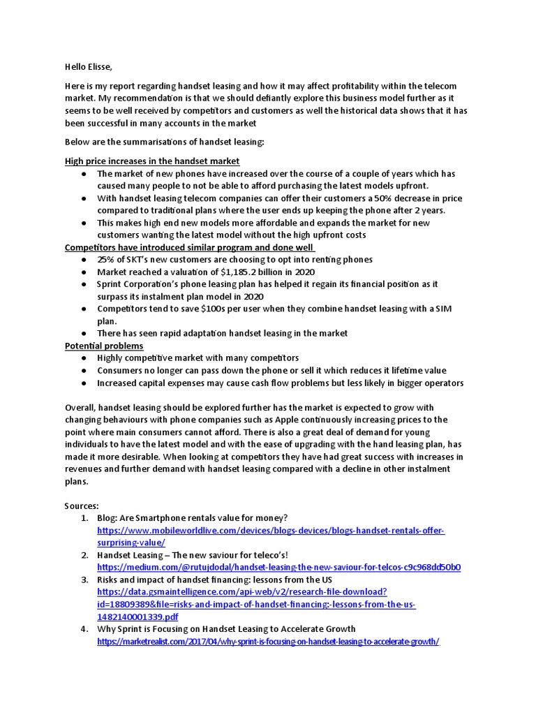 BCG Consulting Task 1 | PDF | Market (Economics) | Telephone