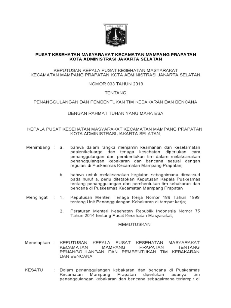 SK TIM PENANGGULANGAN KEBAKARAN DAN BENCANA | PDF