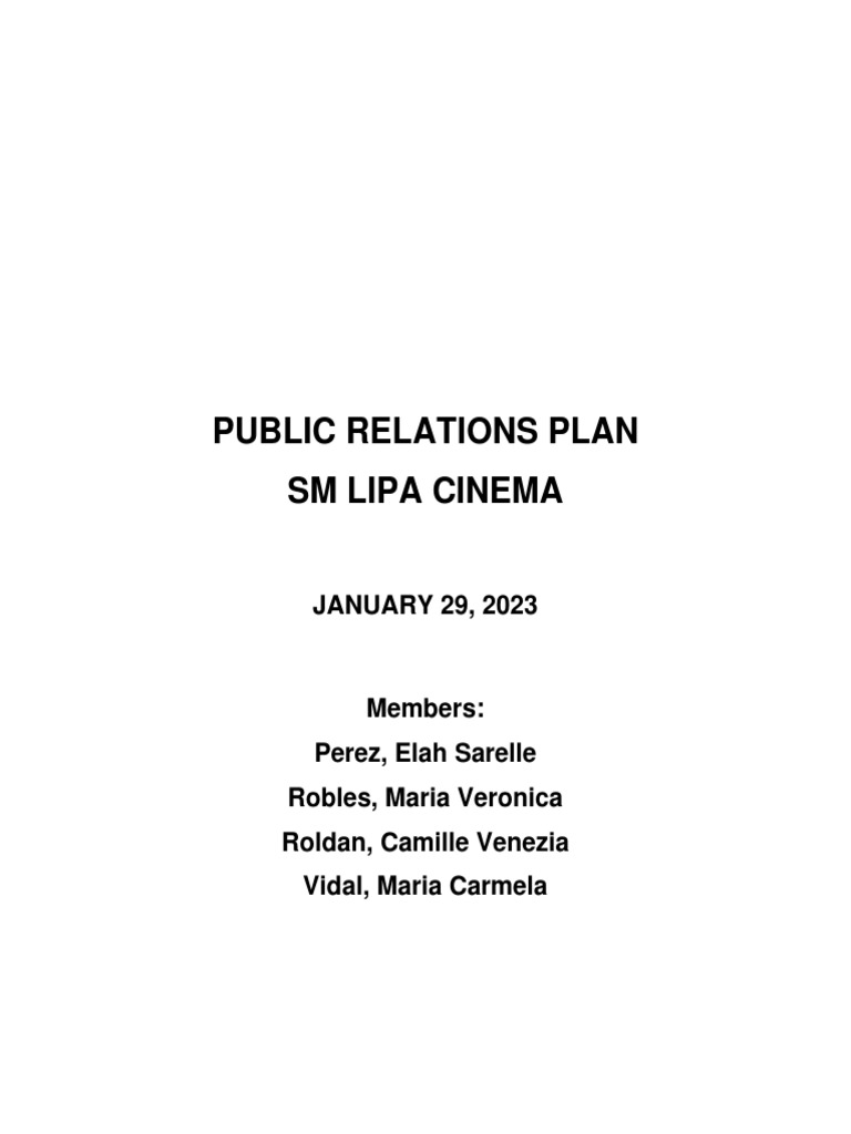 Public Relations Plan | PDF | Movie Theater | Social Media