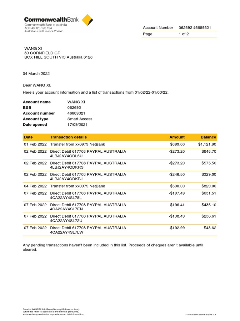 PayPal Direct Debit Transaction Summary | PDF | Debit Card | Pay Pal