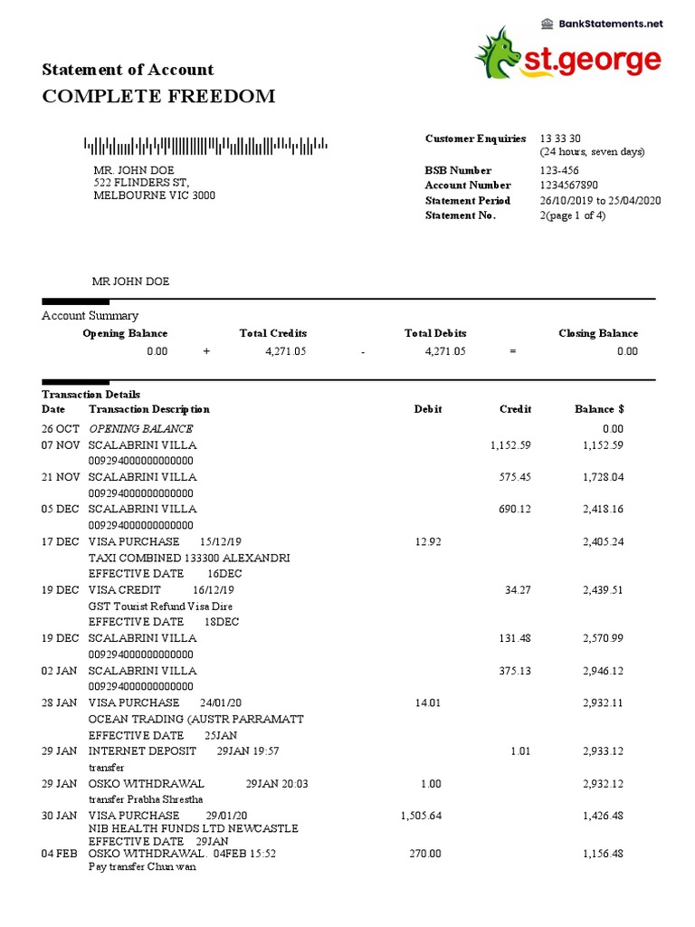 Complete Freedom: Statement of Account | PDF | Debit Card | Banking ...