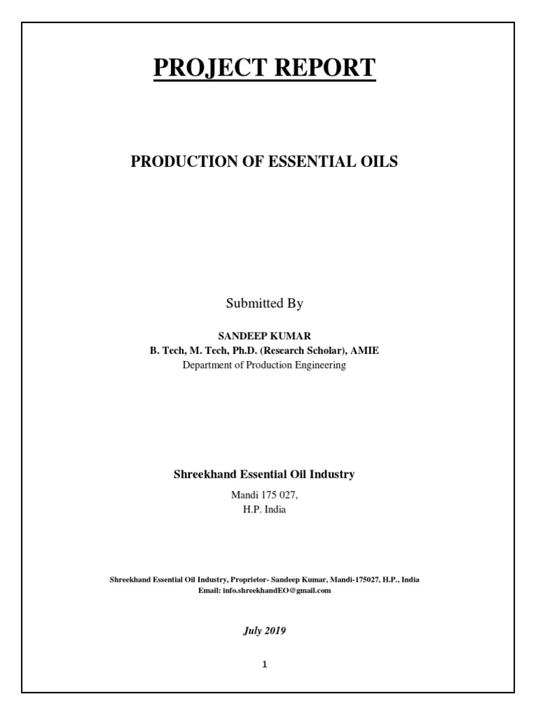 Projectreport PDF | Download Free PDF | Distillation | Essential Oil