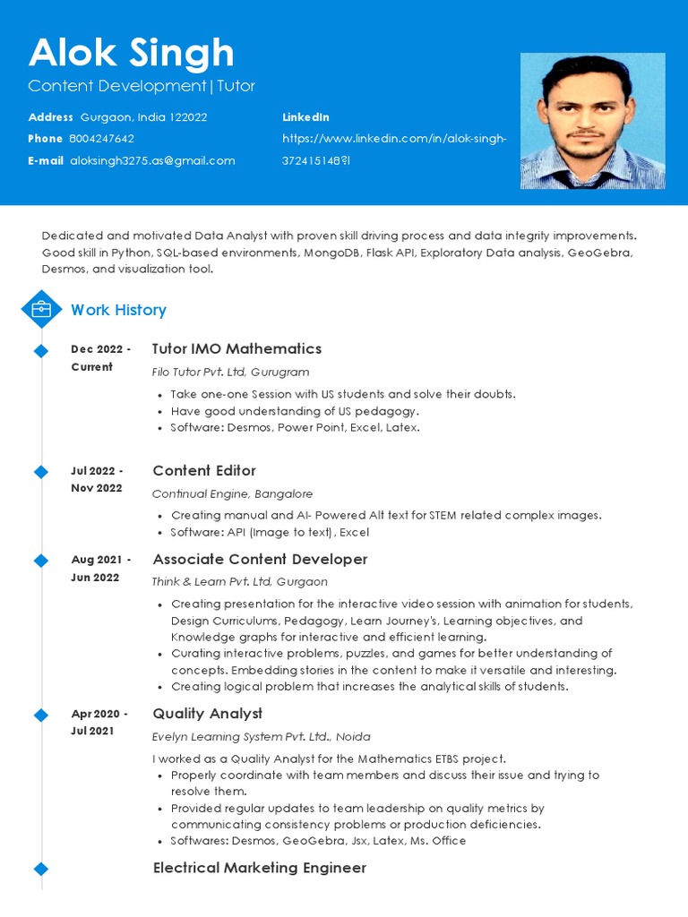Alok Singh Resume | PDF | Data | Computing