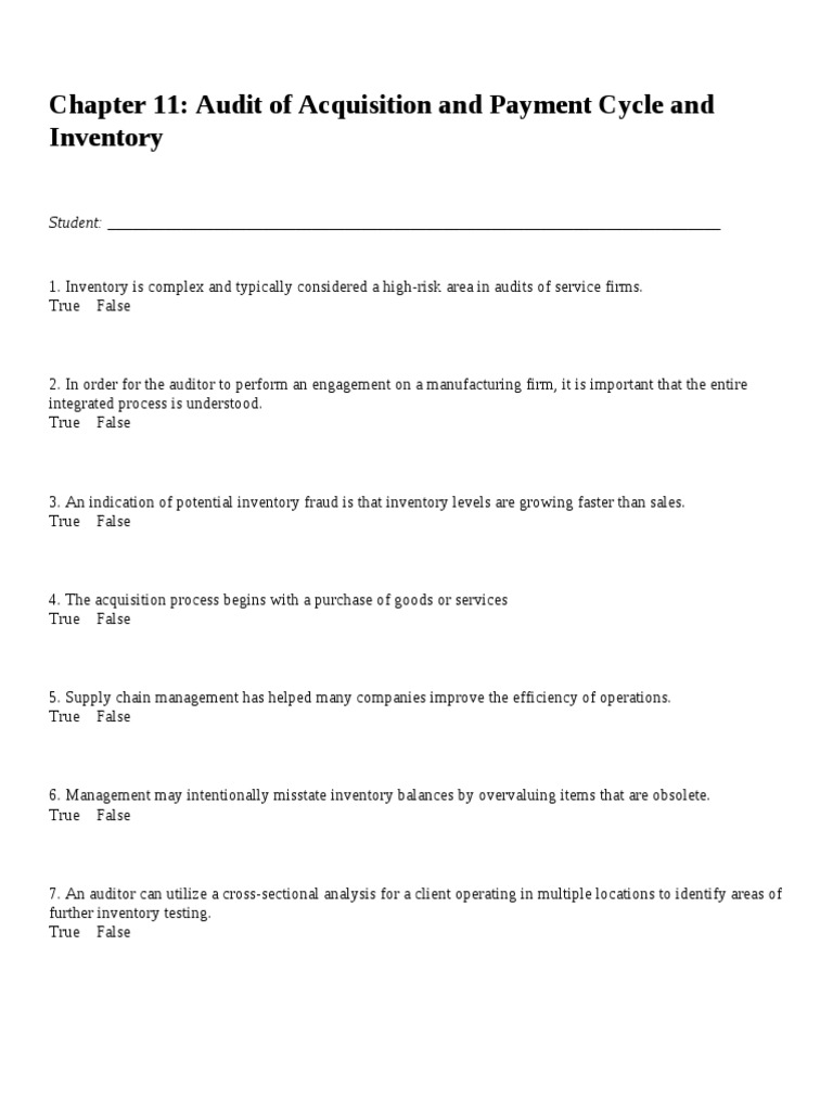 Audit of Acquisition and Payment Cycle and Inventory | PDF | Inventory ...