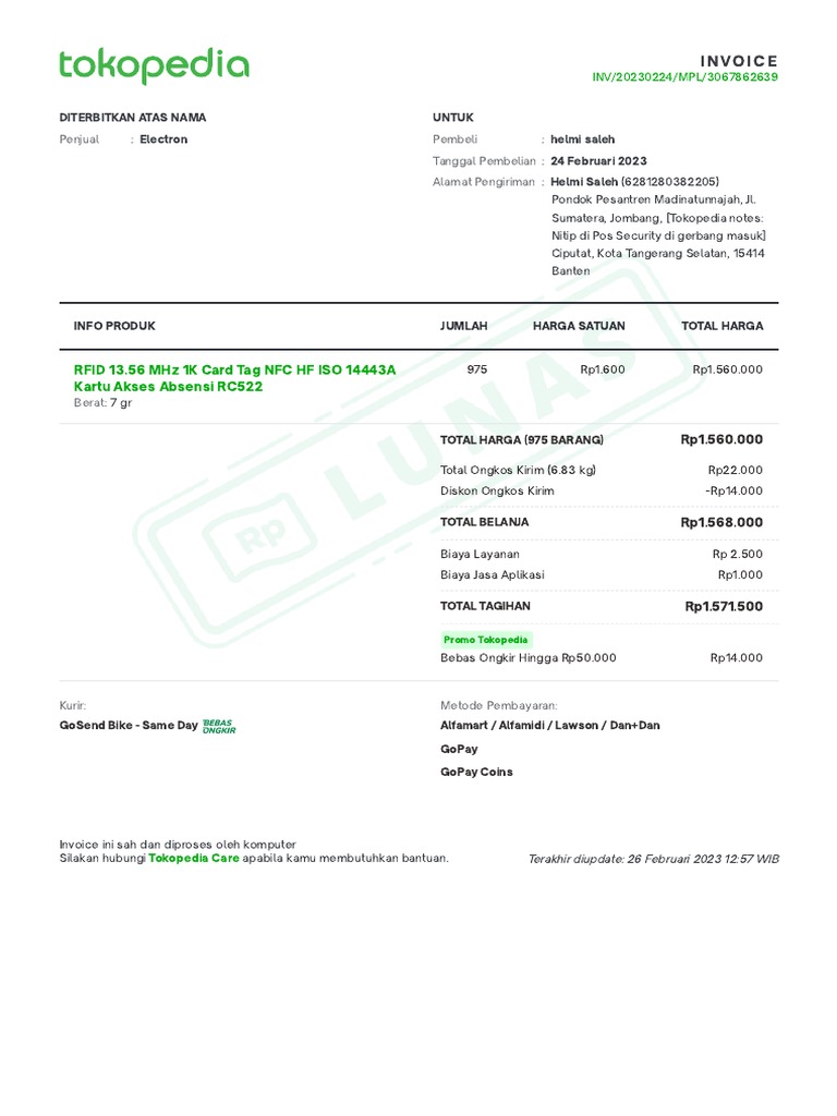 Invoice Electron - INV-20230224-MPL-3067862639 PDF | PDF