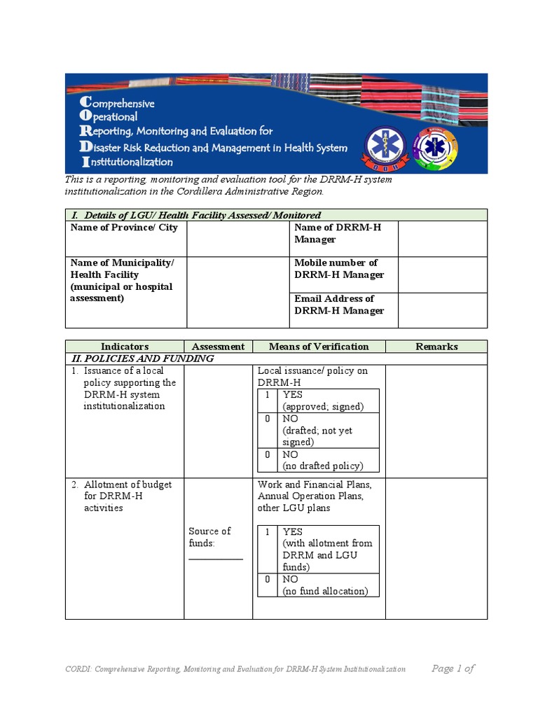 DRRM-H System Assessment Tool for LGUs | PDF | Emergency Medical ...