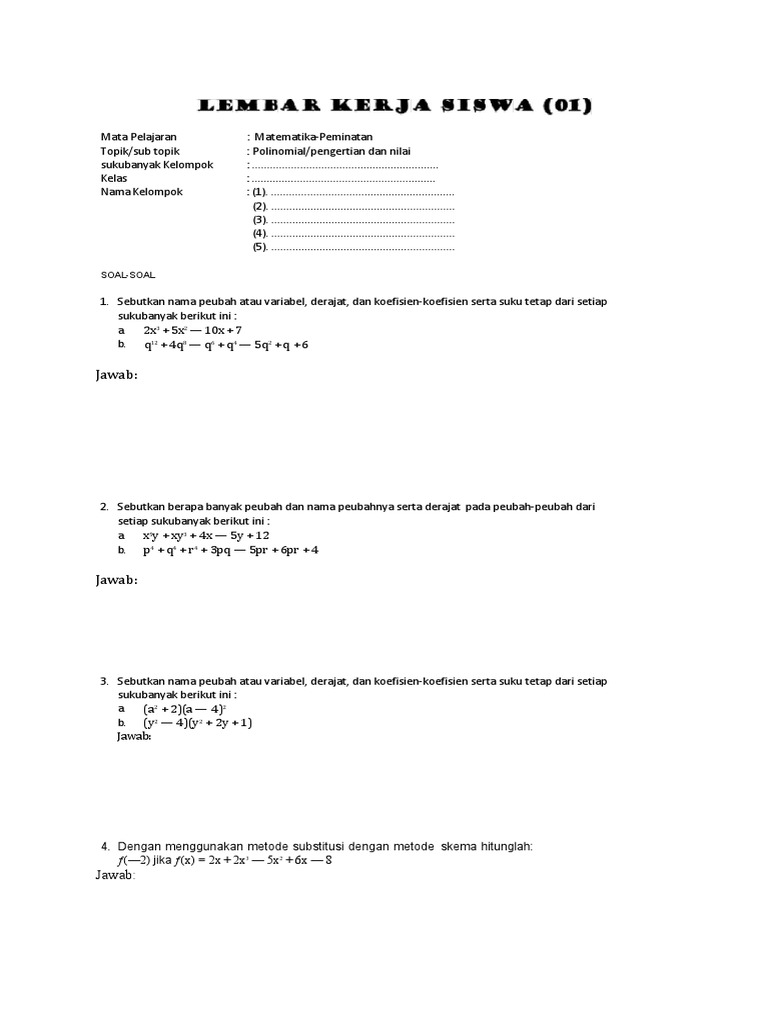Polinomial MTK P PDF | PDF
