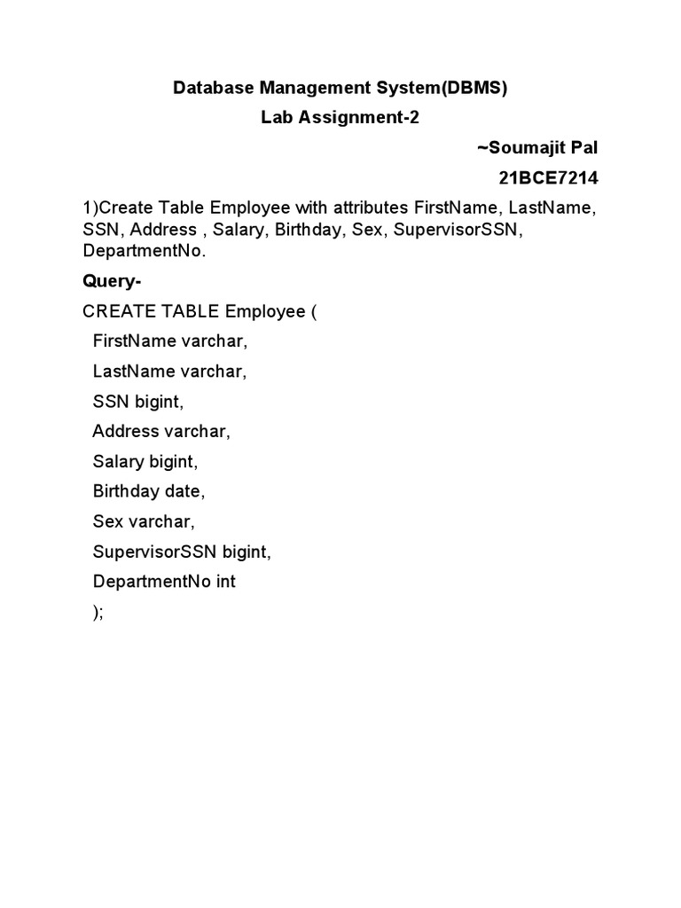 Dbmslab 2 | PDF