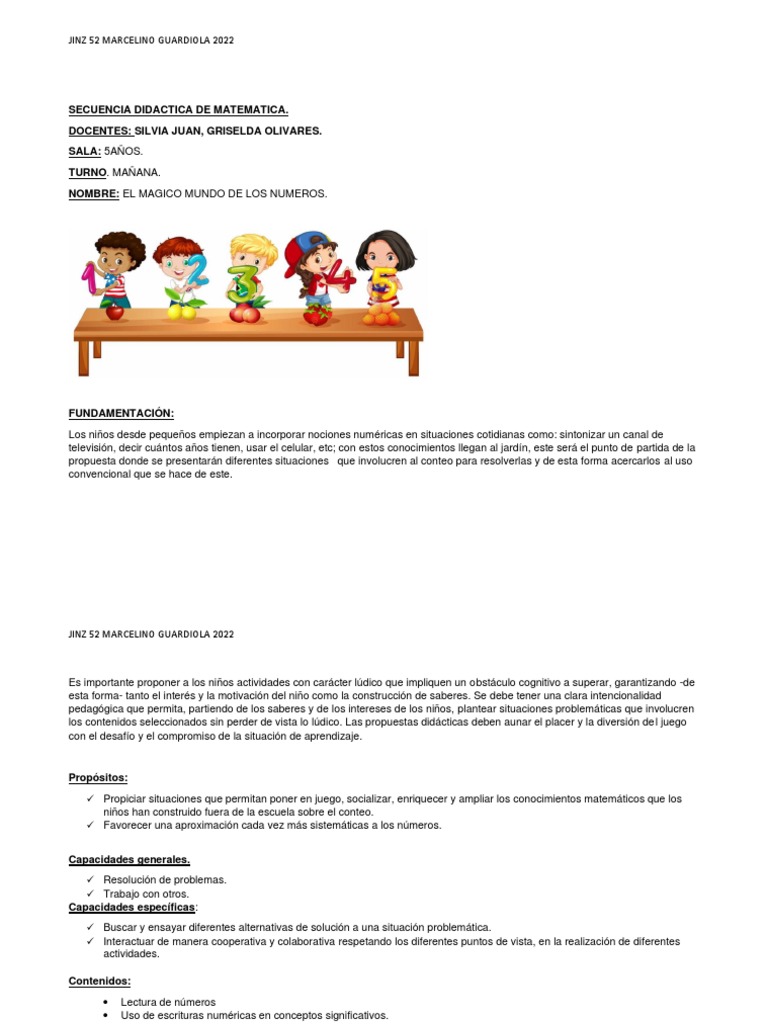 Secuencia Didactica de Matematica | PDF | Matemáticas | Cognición