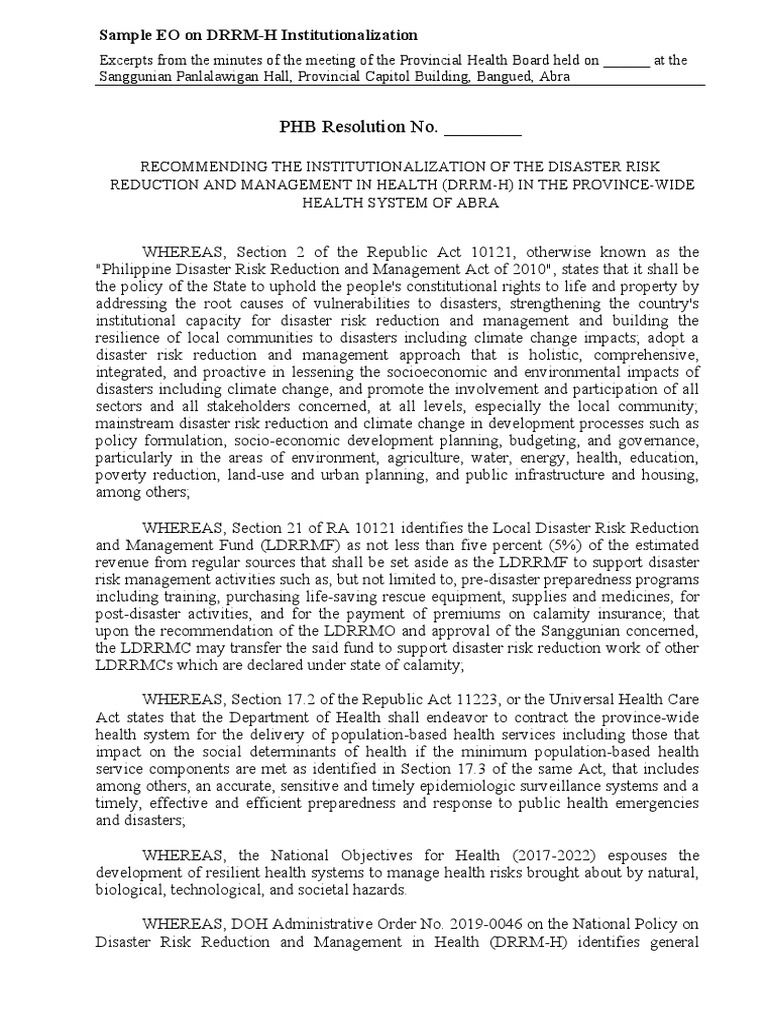 Abra DRRMH Eo | PDF | Emergency Management | Disaster Risk Reduction