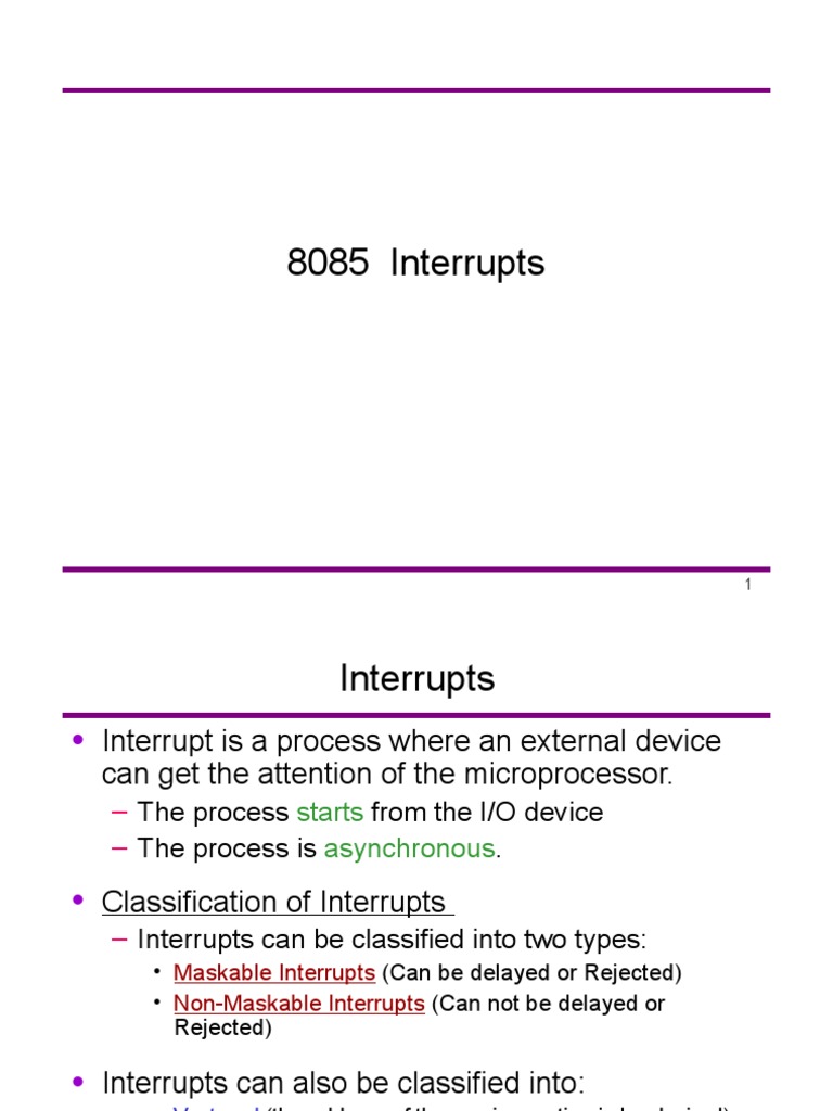8085 Microprocessor Interrupts | PDF | Computer Engineering | Electronics 8085 Microprocessor Interrupts | PDF | Computer Engineering | Electronics