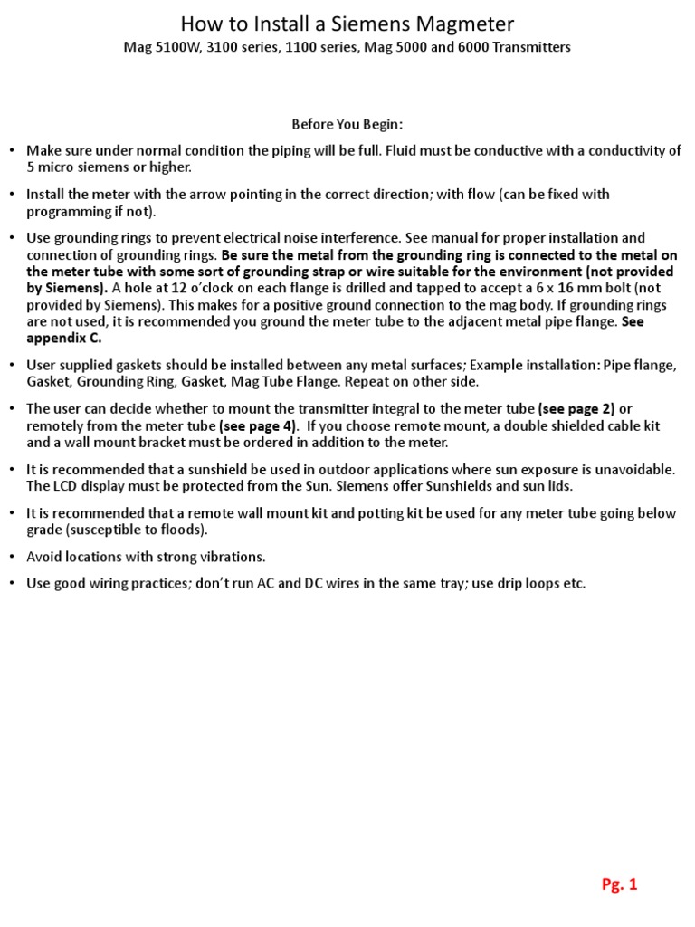 How To Install A Siemens Mag Meter | PDF | Electrical Connector | Wire