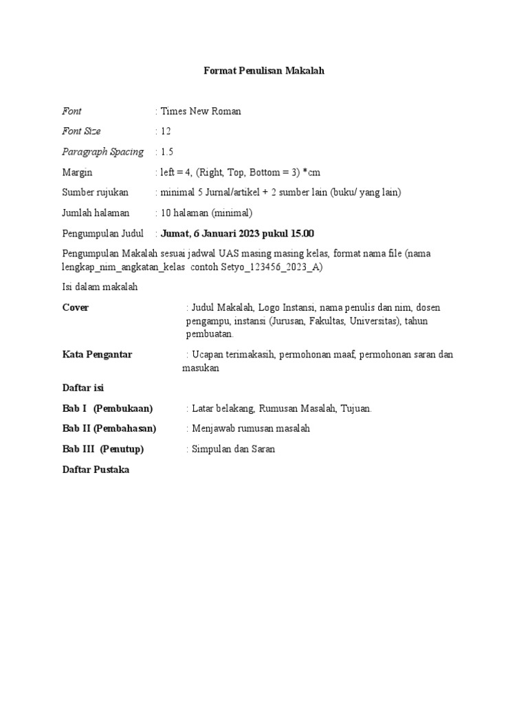 Format Penulisan Makalah | PDF