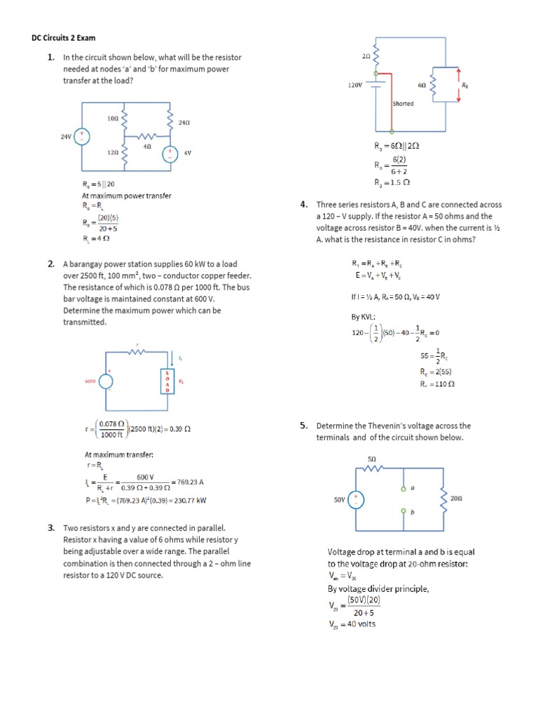 DC Circuits 2 Exam | Download Free PDF | Resistor | Electrical Network