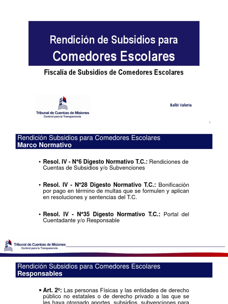 Subsidios Comedores Escolares - Marzo 2023 | PDF