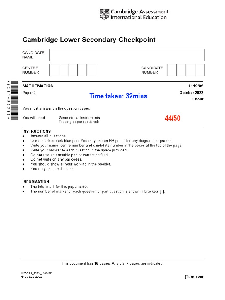 1112 - Paper 2 - Oct2022 | PDF | Mathematics