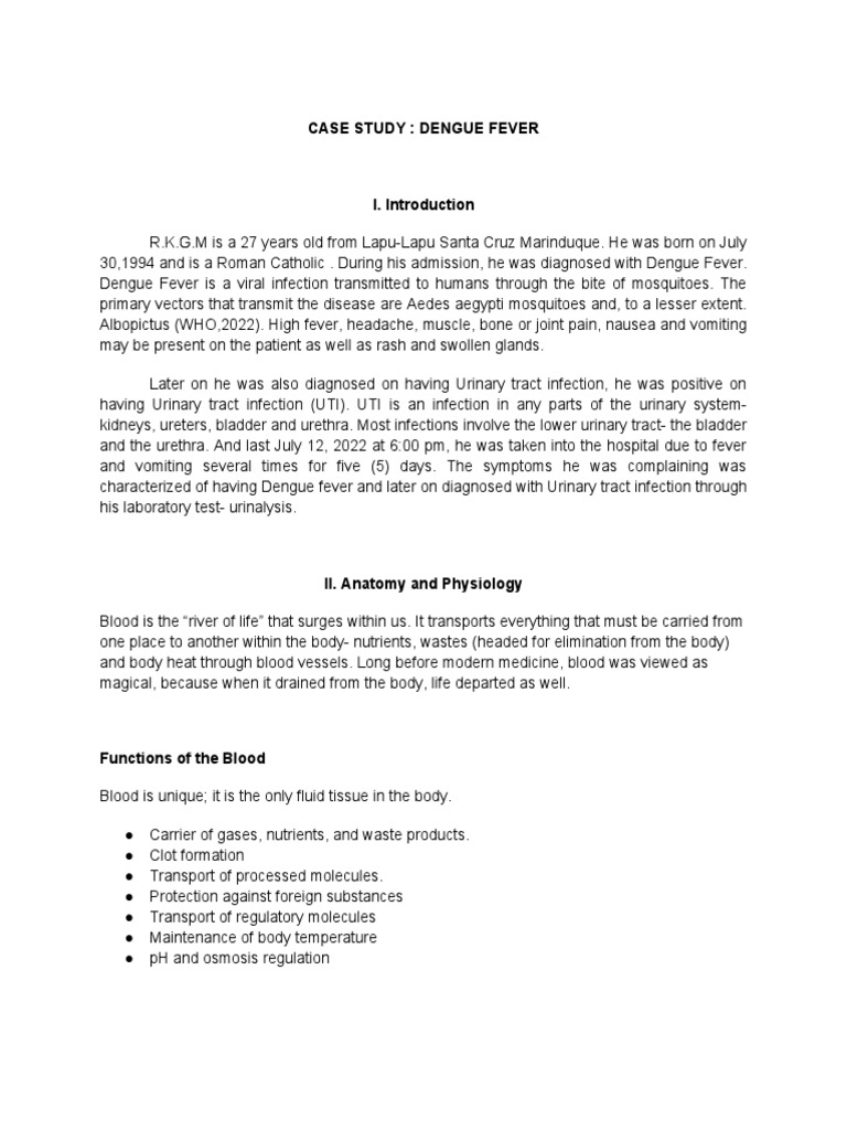 Case Study - Dengue Fever V - S Uti | PDF | White Blood Cell | Granulocyte