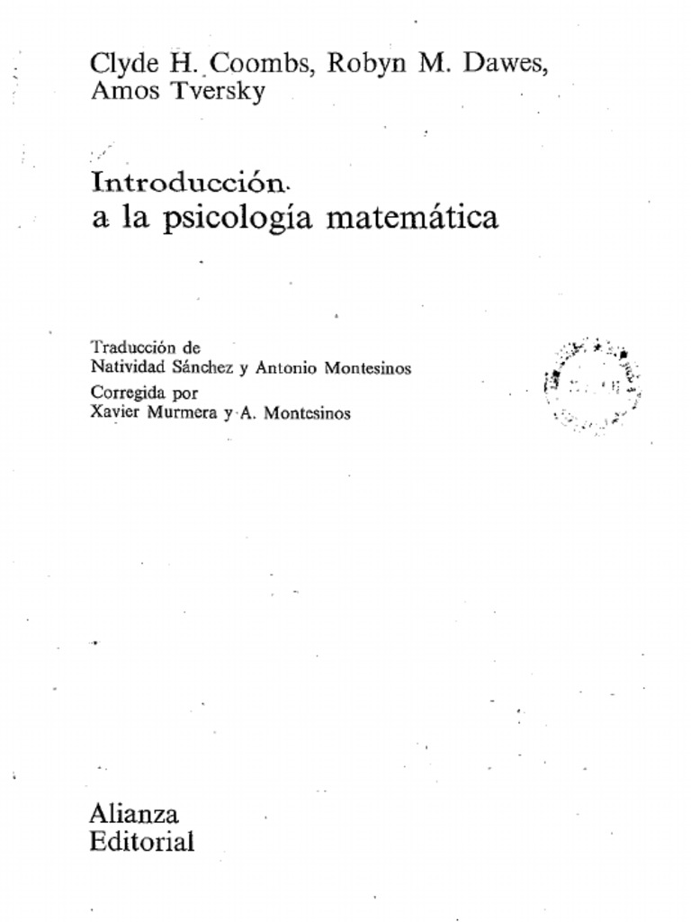 Clyde H. Coombs, Robyn M. Dawe, Amos Tversky - Introducción A La ...