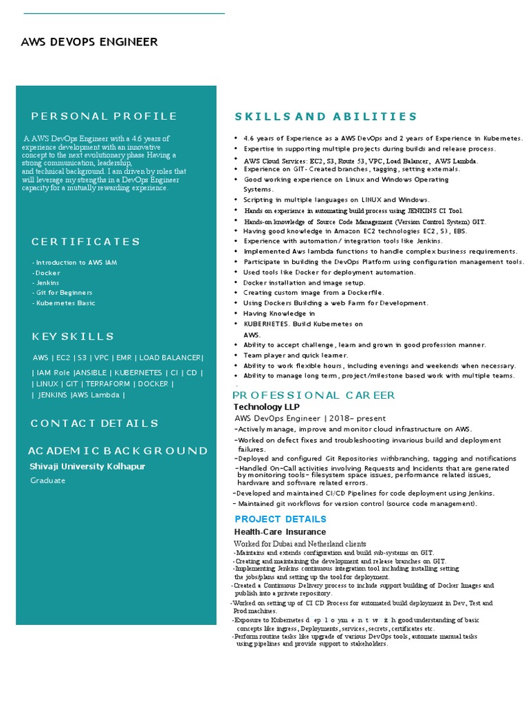 DevOps CV | PDF | Amazon Web Services | Version Control
